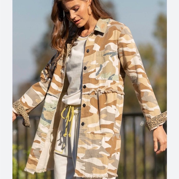 Mystree | Jackets & Coats | Mystree Tan And Cream Camouflage Utility ...
